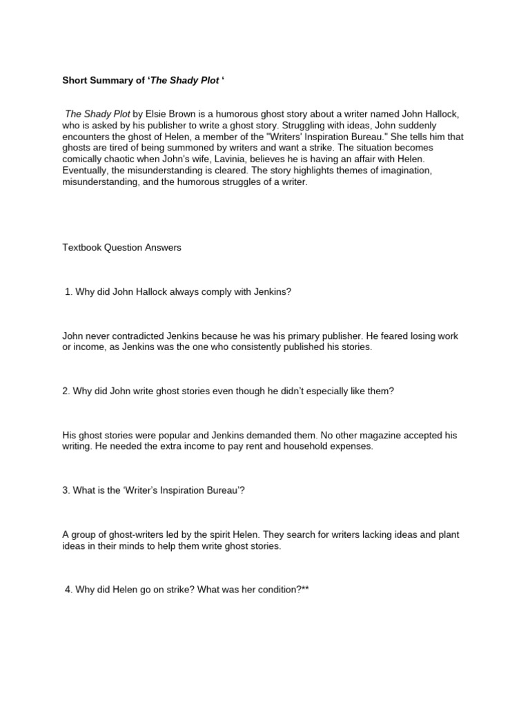 The Shady Plot | PDF