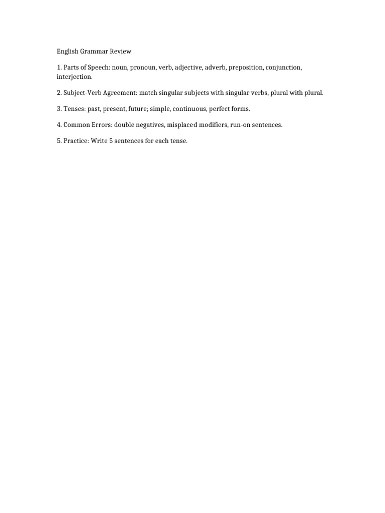 Basic English Grammar Review Guide | PDF