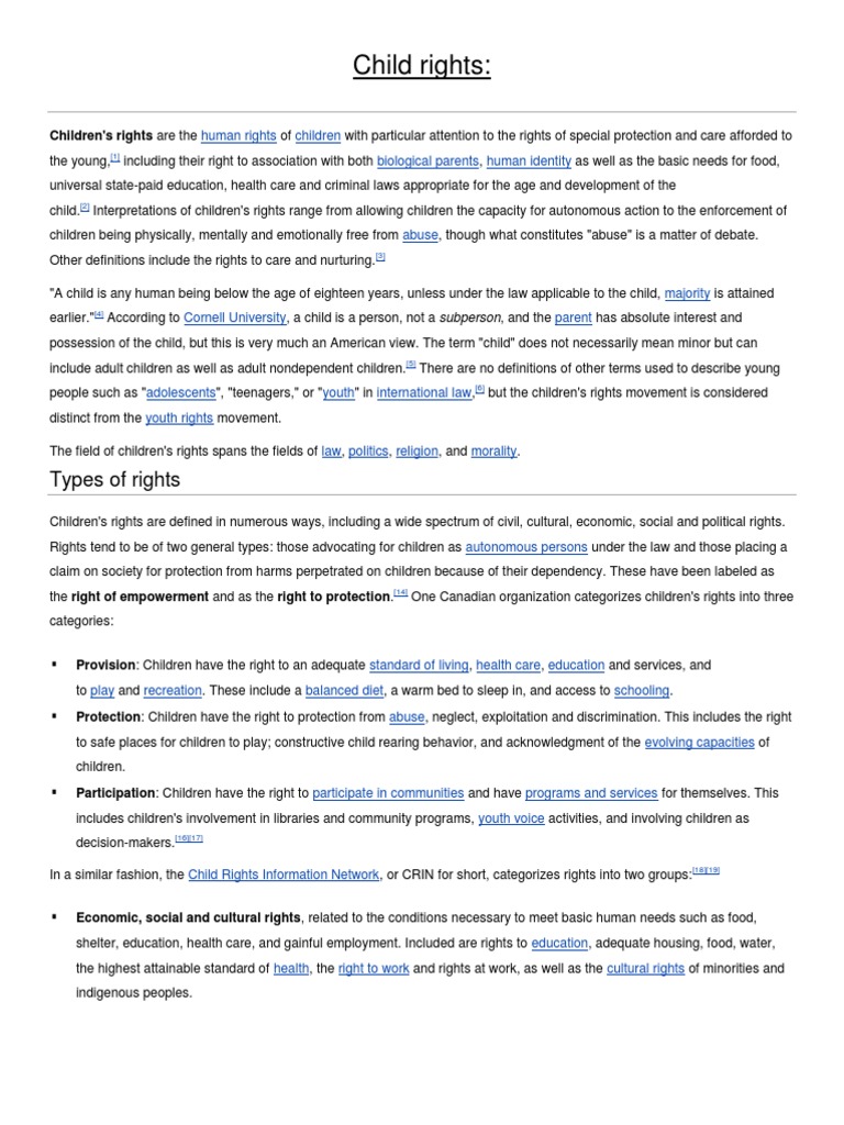 Child Rights | PDF | Children's Rights | Convention On The Rights Of ...