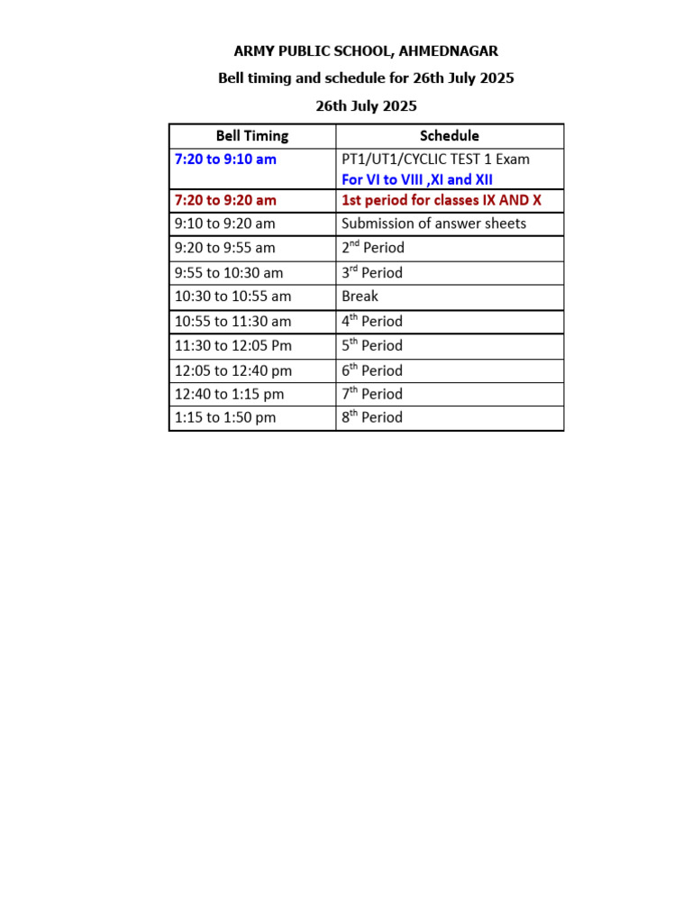 26 July Bell Timing | PDF