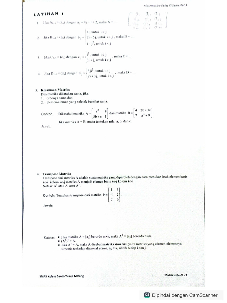 Matriks Modul Sekolah | PDF