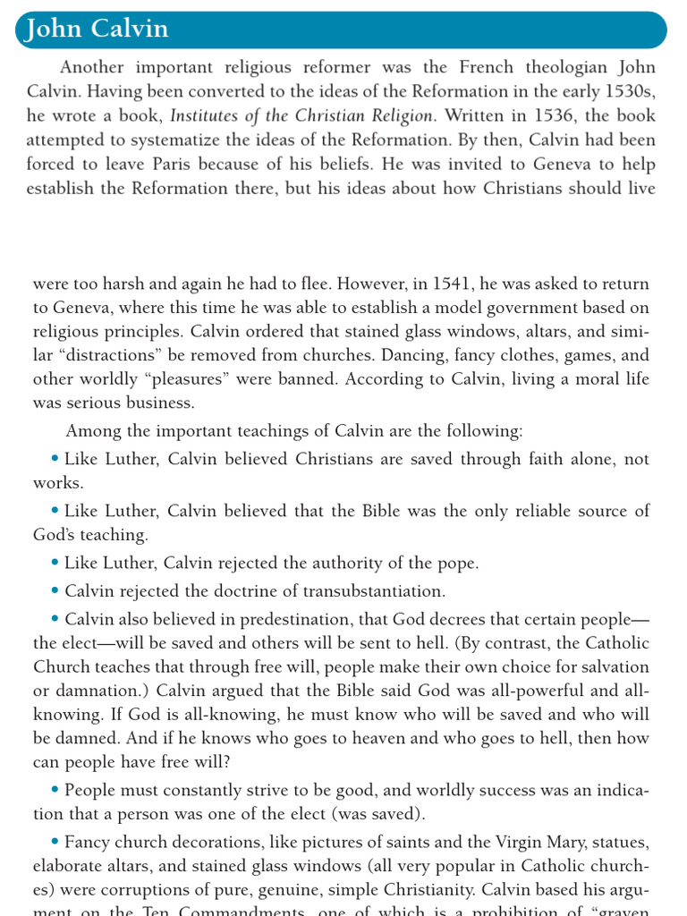 CKHG G5 U5 About John Calvin | PDF | Martin Luther | John Calvin