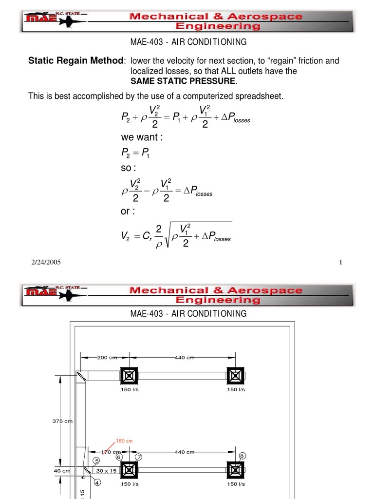 Static Regain | PDF | Building Engineering | Chemical Engineering