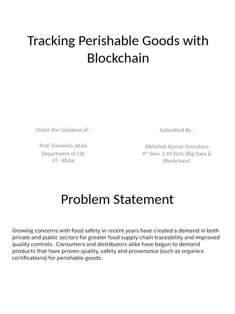 Tracking Perishable Goods With Blockchain | PDF