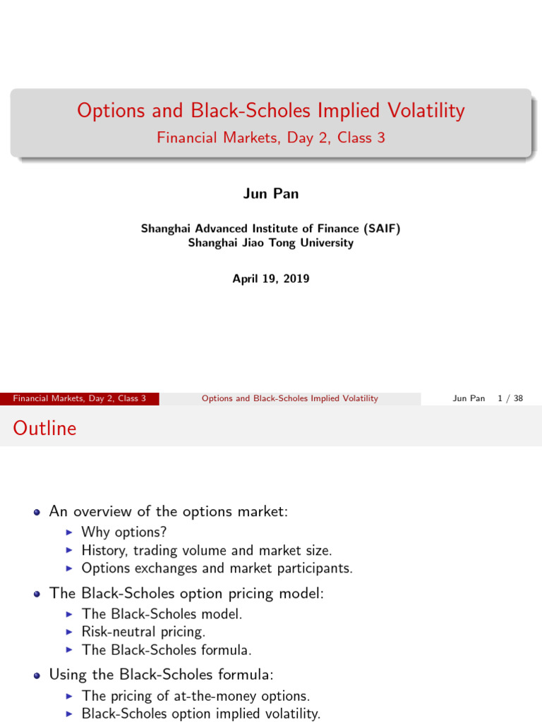 Slides2 Class3 | PDF | Option (Finance) | Black–Scholes Model