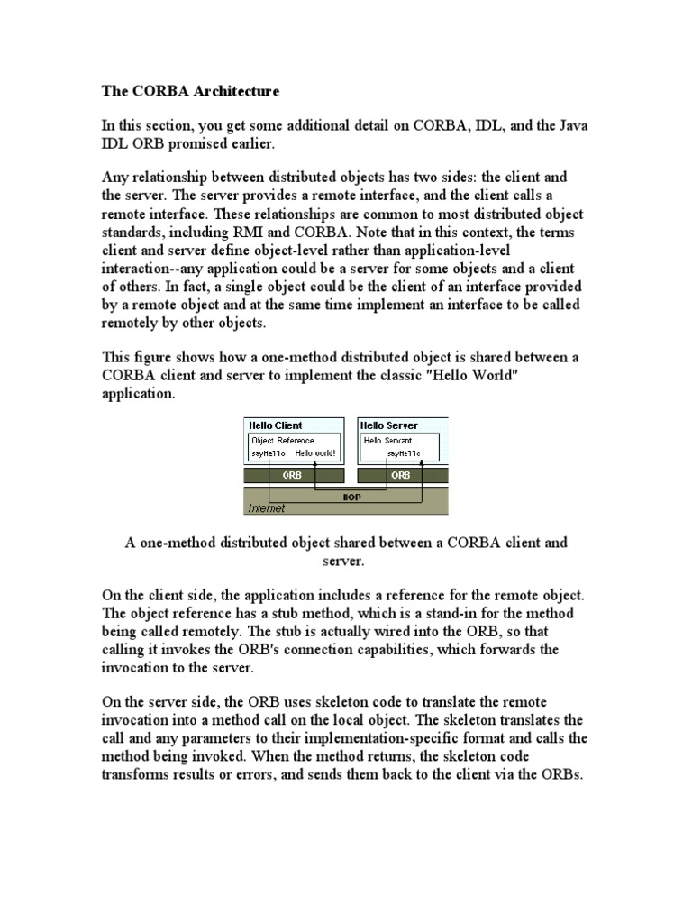 The Corbaarchitecture Pdf Common Object Request Broker Architecture Interface Computing