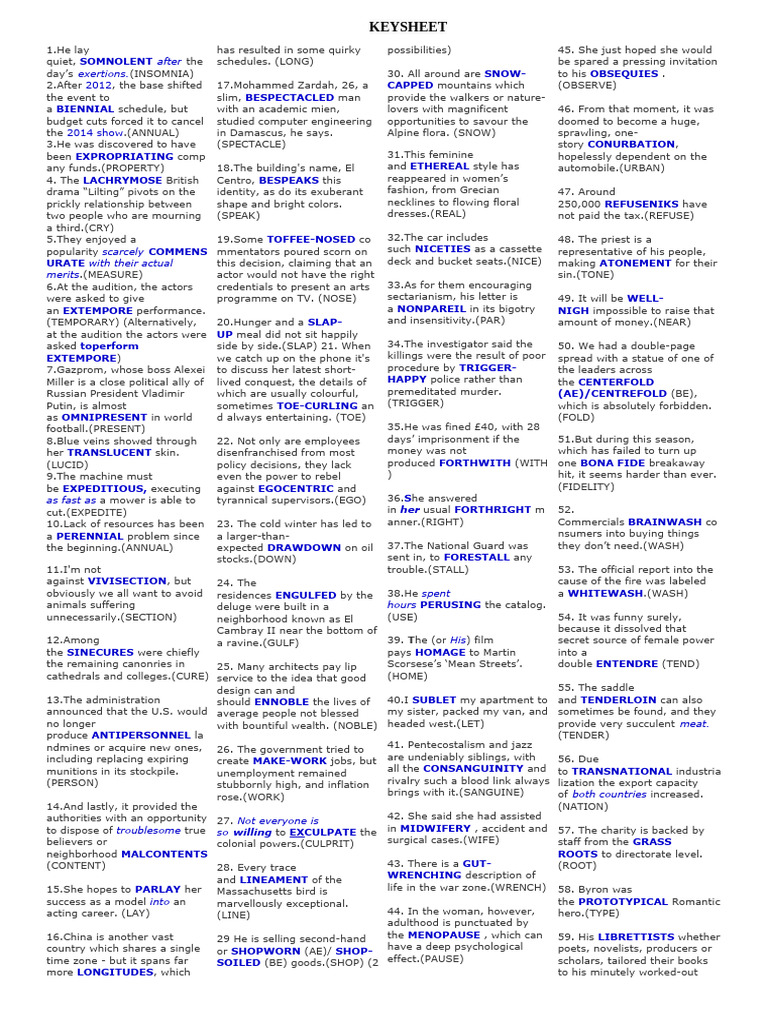 Answer Key 450 Word Form | PDF