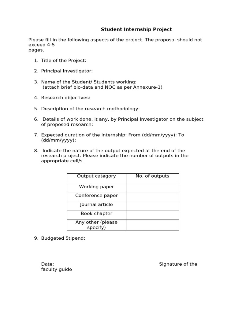 Student Internship Proposal Form | PDF