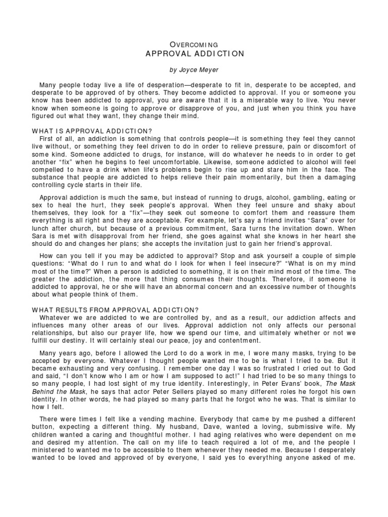 Overcoming Approval Addiction | PDF | Mind | God