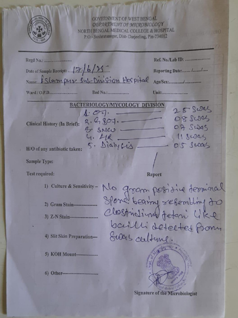 Islampur Ot Swab Report | PDF