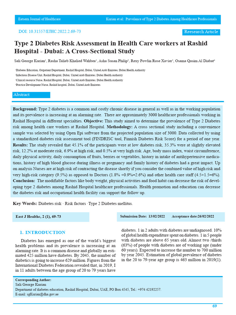 Type2 Diabetes Risk Assessment in Health Care Work | PDF | Diabetes ...