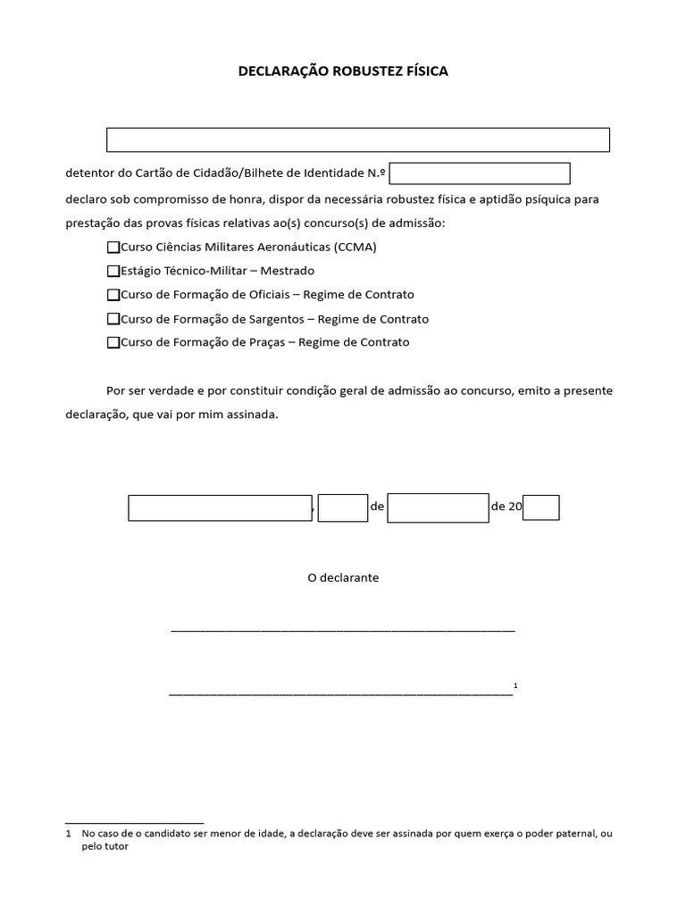 Declaração de Robustez Física e Psíquica | PDF