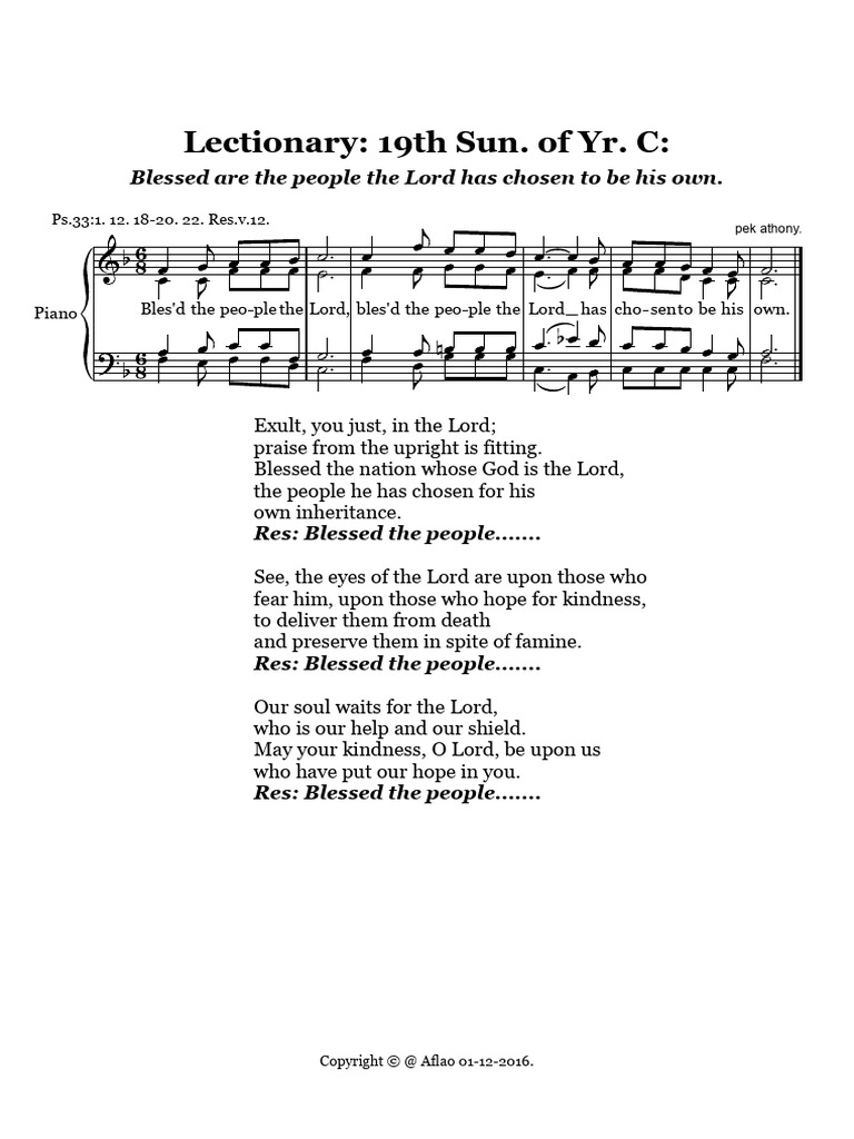 Lectionary 19th Sun of Yr C Blessed the People the Lord | PDF