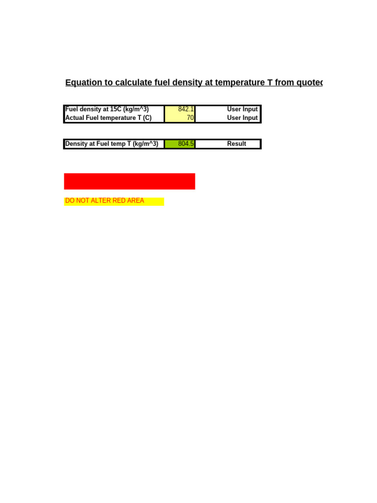 Fuel Density Calculation at 70°C | PDF