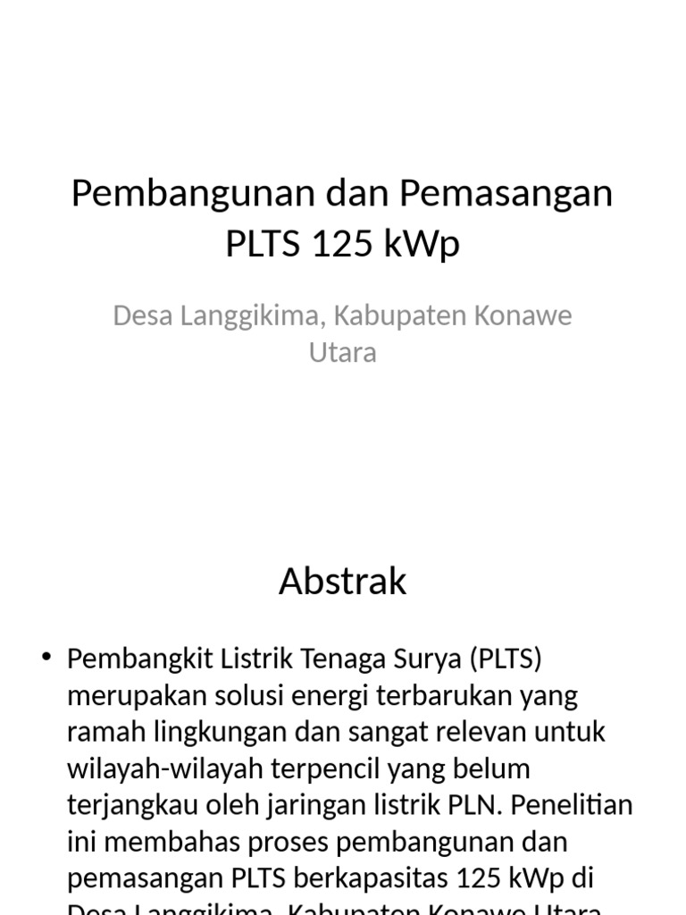 Presentasi PLTS Langgikima | PDF