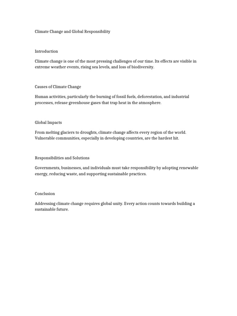 Climate Change and Global Responsibility | PDF