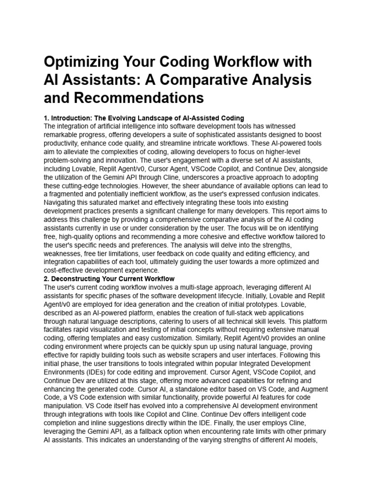 Streamlining AI-Assisted Coding Workflow | PDF | Artificial Intelligence | Intelligence (AI ...