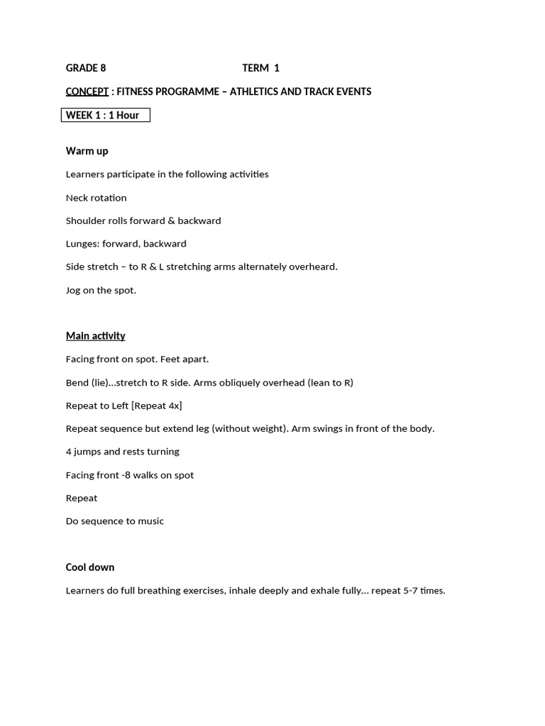 Fitness Program: Track & Field Activities | PDF | Track And Field | Running