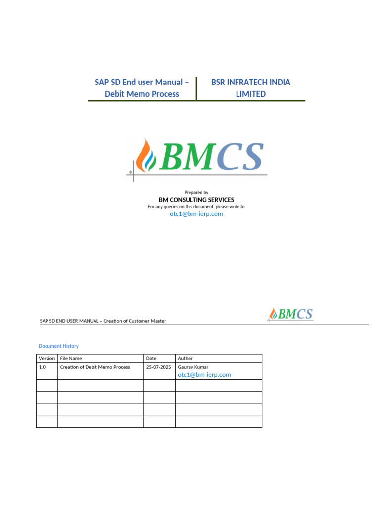 BSR_SD_Debit Memo Process_User Manual | PDF | Invoice | Debits And Credits