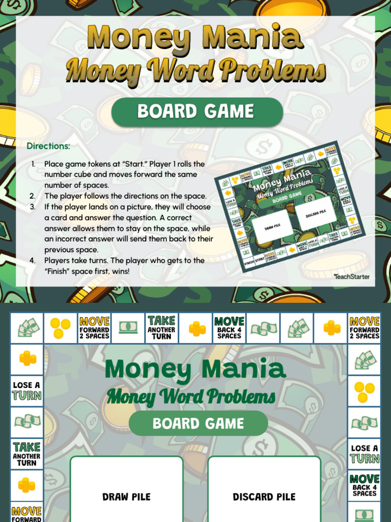 Addingand Subtracting Money Word Problems Game Printable PDF | PDF ...