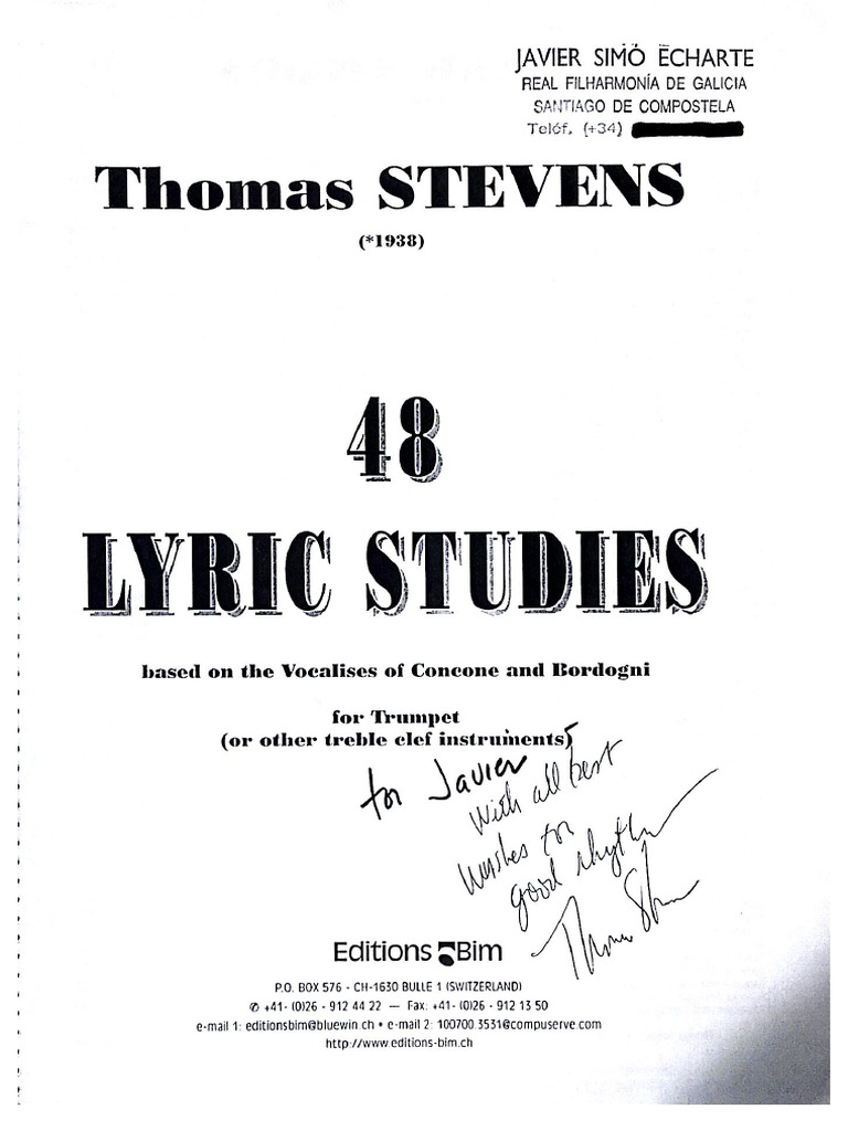 STEVENS Lyric Studies | PDF