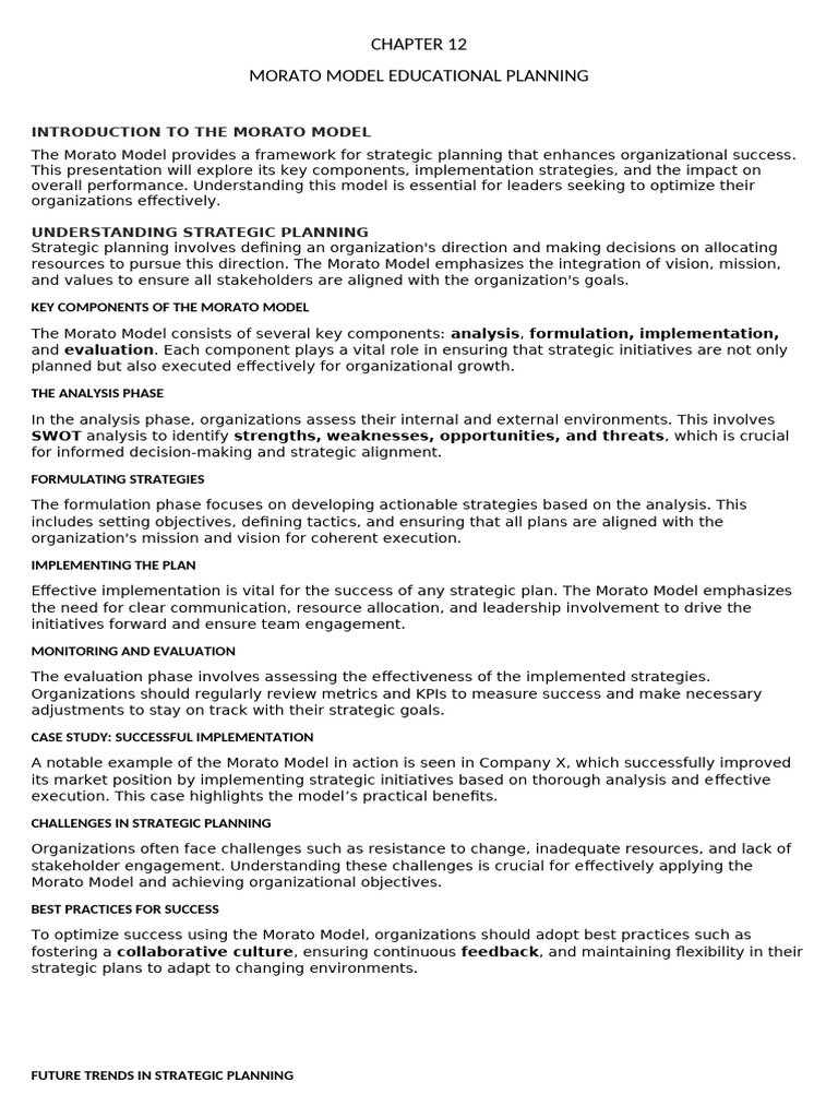 Chapter 12 Morato Model Educational Planning | PDF | Strategic Planning | Swot Analysis