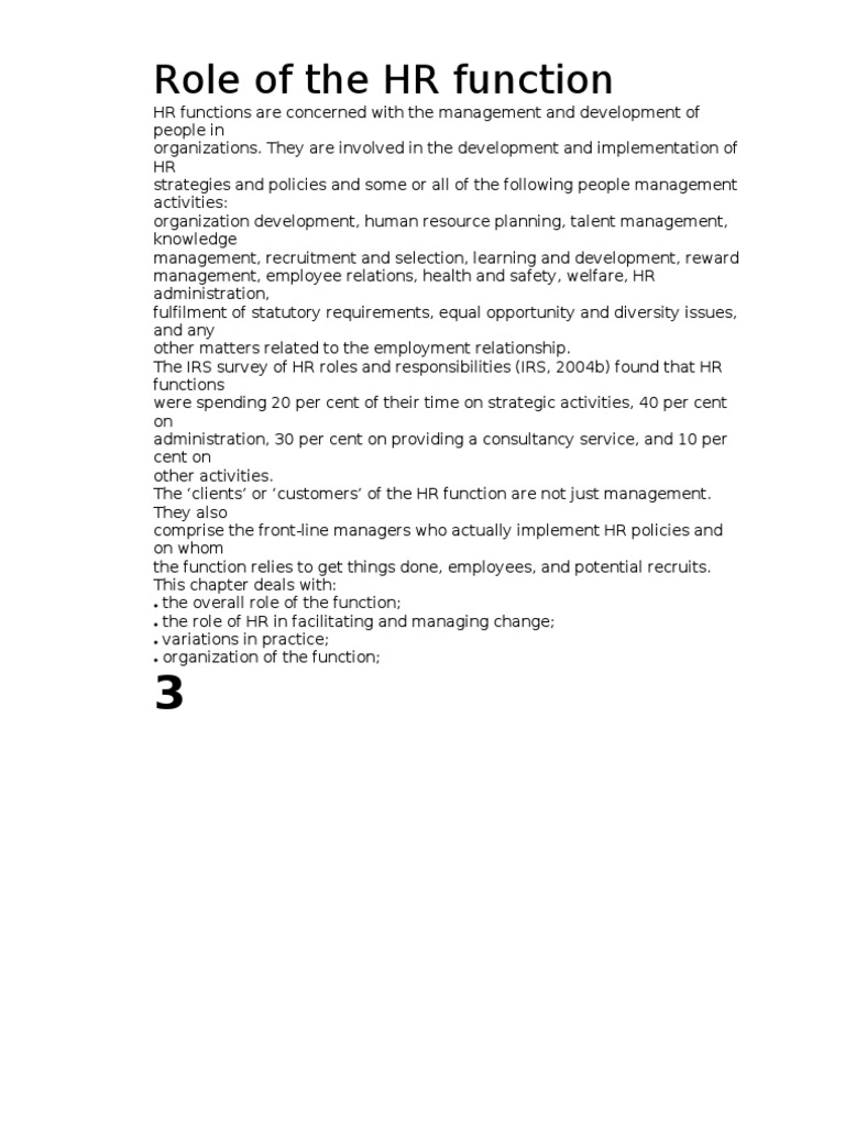 Role of The HR Function | PDF | Human Resource Management | Strategic ...