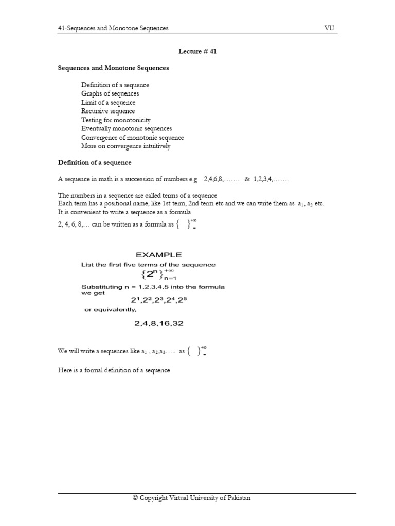 Lecture 41 | PDF | Sequence | Limit (Mathematics)