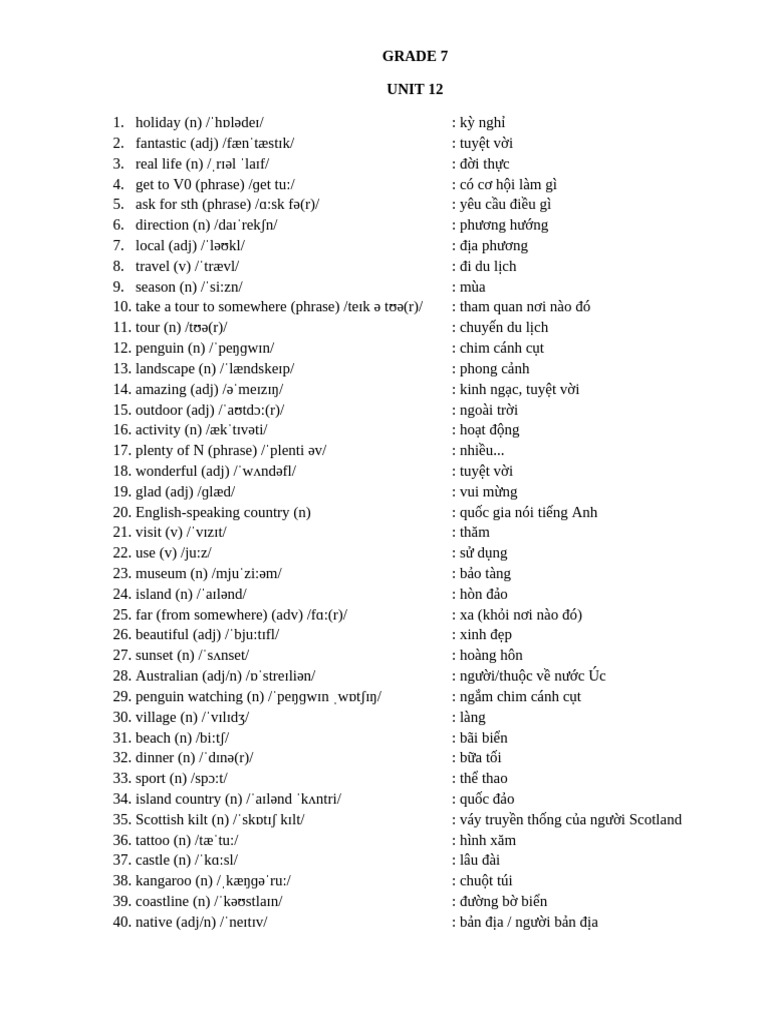 Unit 12 Grade 7 | PDF