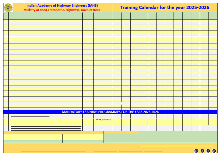 IAHE Training Calender 2025-2026 | PDF | Civil Engineering
