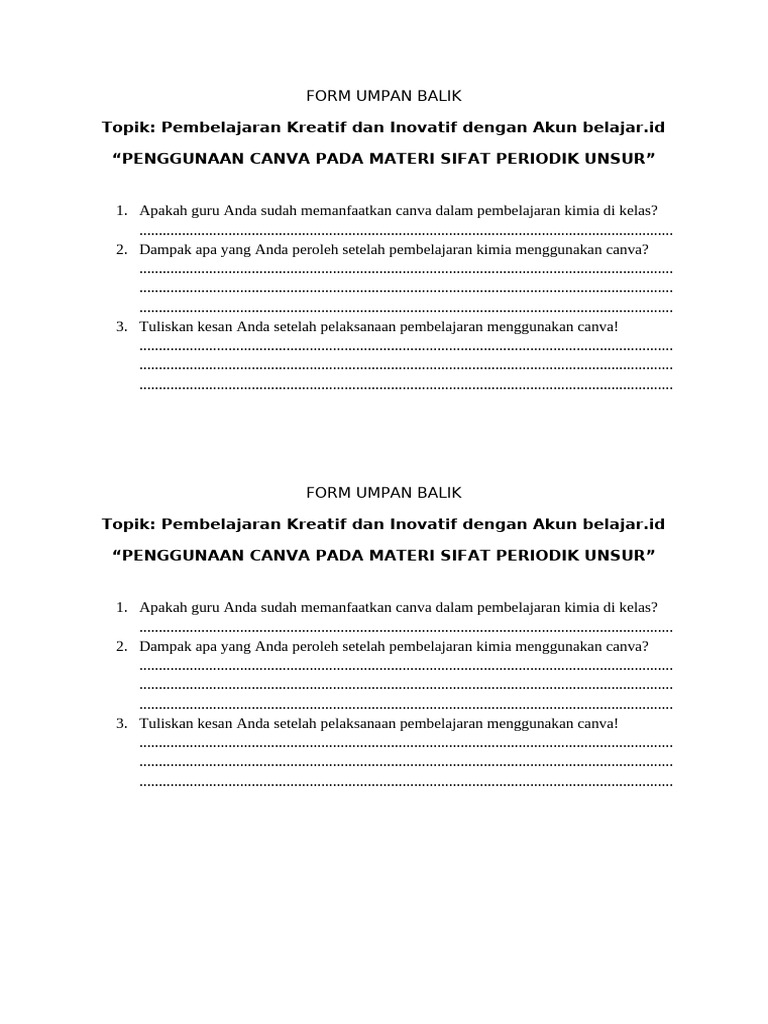 Form Umpan Balik | PDF