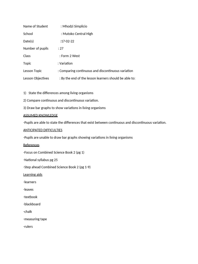 Lesson Plan Combined Science | PDF | Teachers | Teaching Method