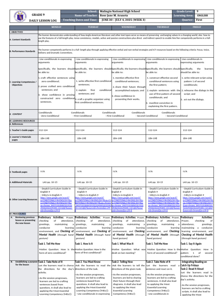 DLL_ENGLISH 9_Q1_W3 | PDF | Learning | Human Communication