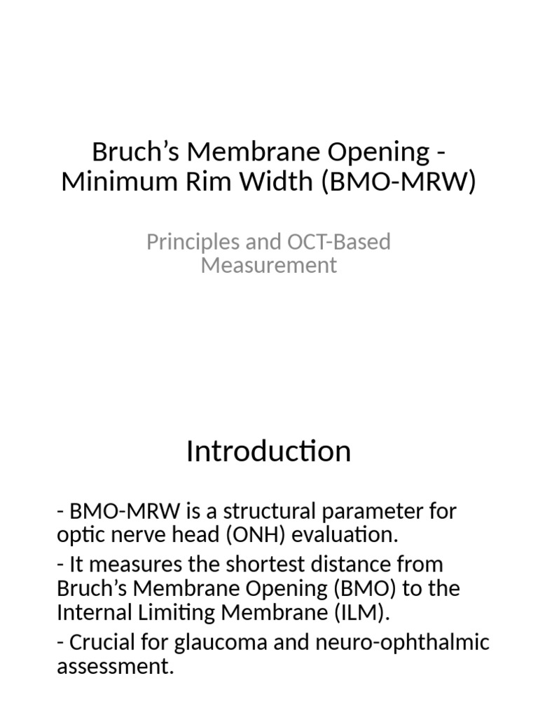 BMO-MRW: OCT Measurement Insights | PDF