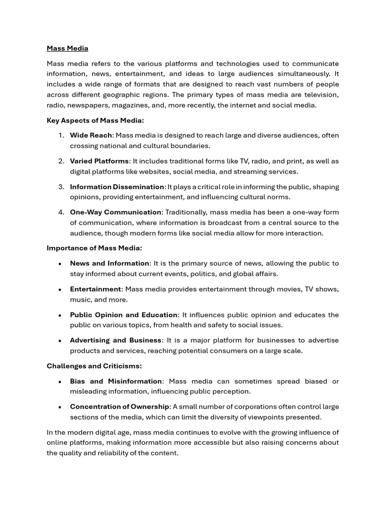 Understanding Mass Media and Newspapers | PDF | Phonograph | Camera Lens