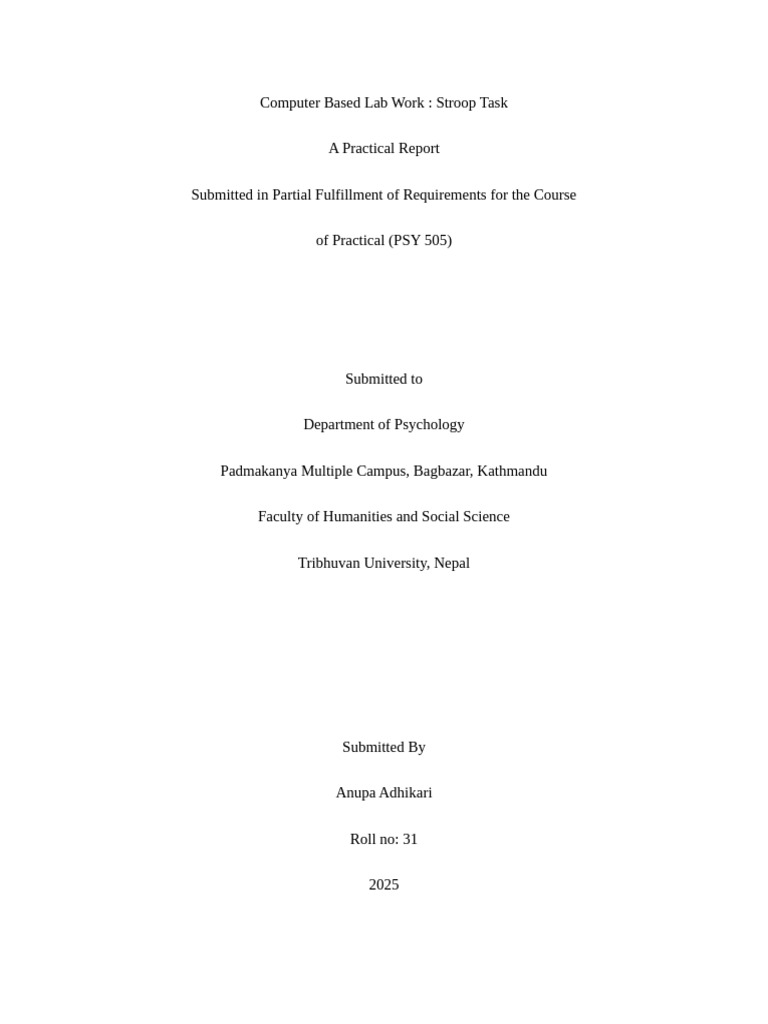 Computer Based Lab Work | PDF | Mental Chronometry | Attention