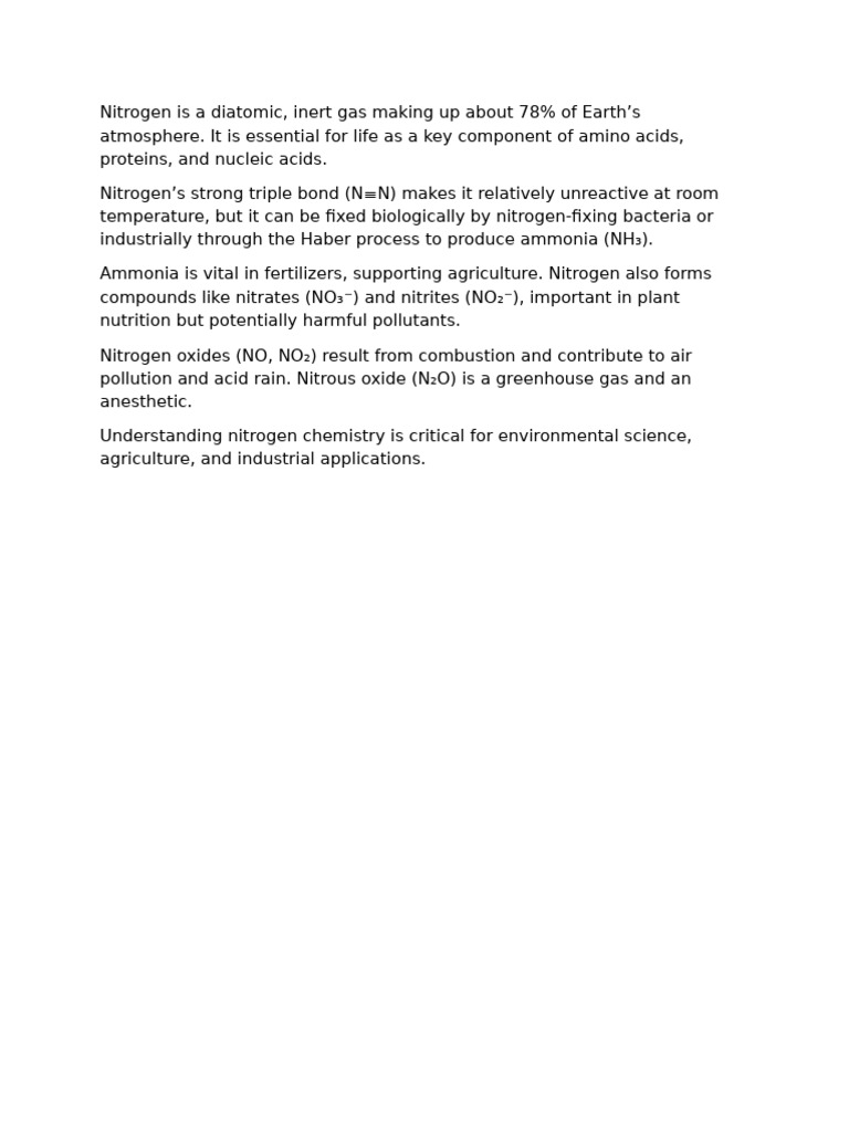 Nitrogen and Its Compounds | PDF