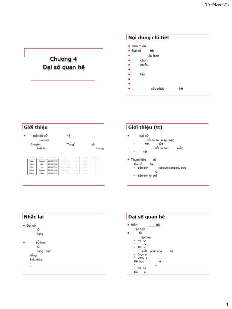 Bài 4 - Đại số quan hệ | PDF