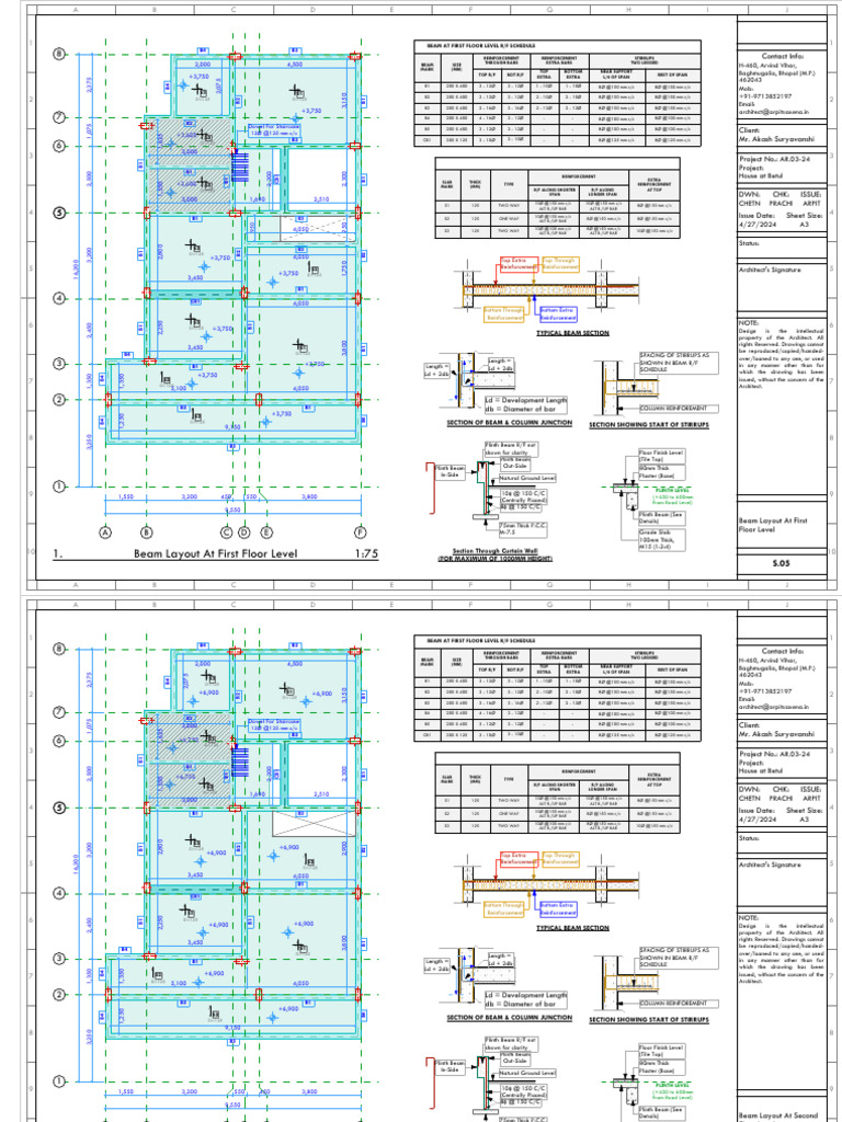 Beam Layout at First-Second Floor Level-Jyoti Gadekar Review | PDF ...