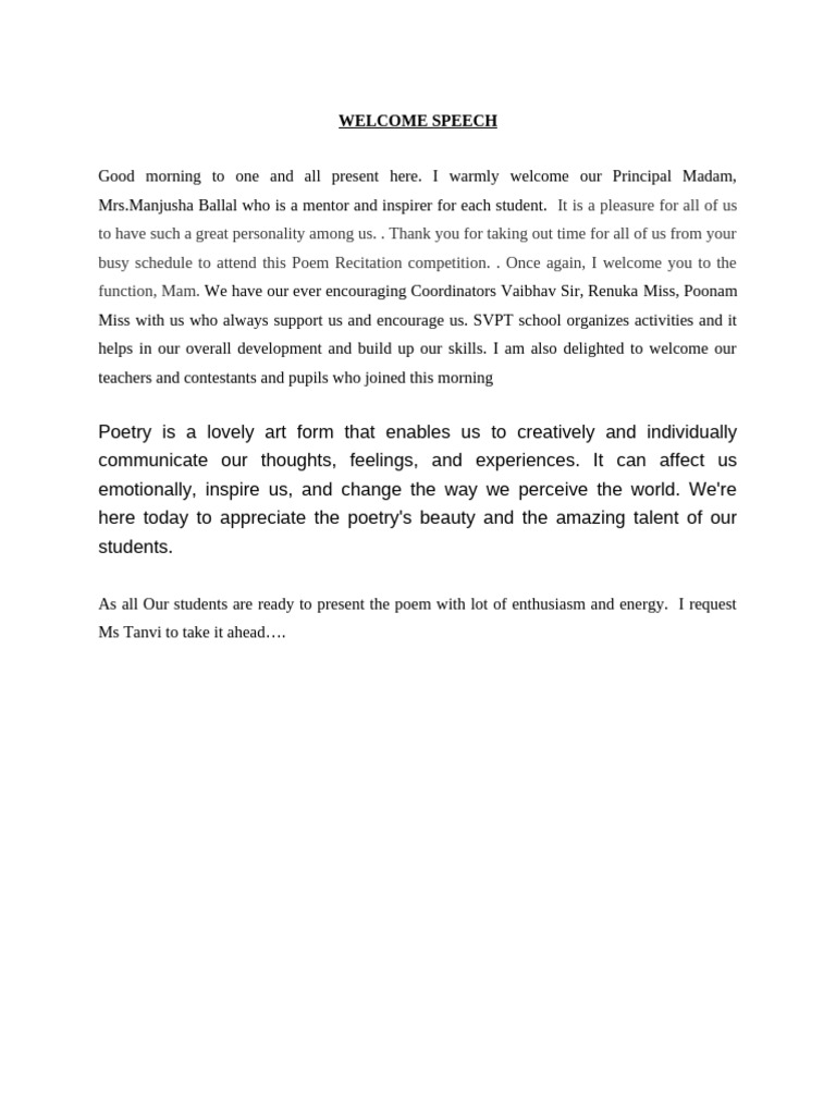 Welcome Speech | PDF