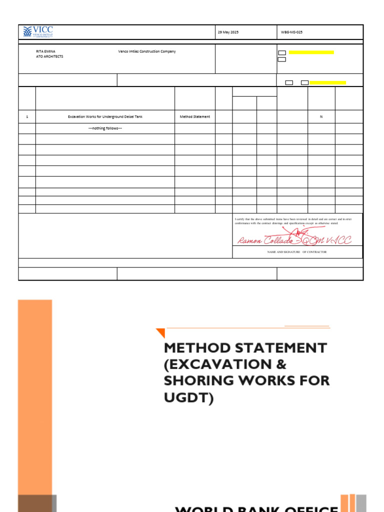 WBG-MS-025 Excavation Works For Underground Diesel Tank Method Statement Submittal (29may2025 ...