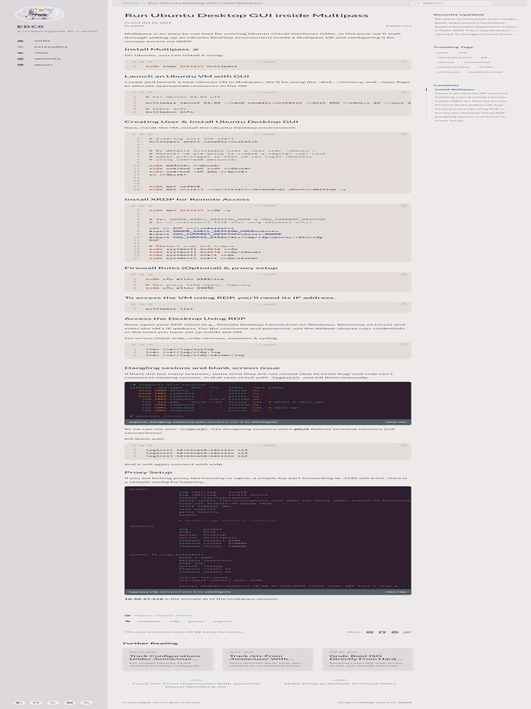 Run Ubuntu Desktop GUI Inside Multipass - EDC0 | PDF | Sudo | System ...