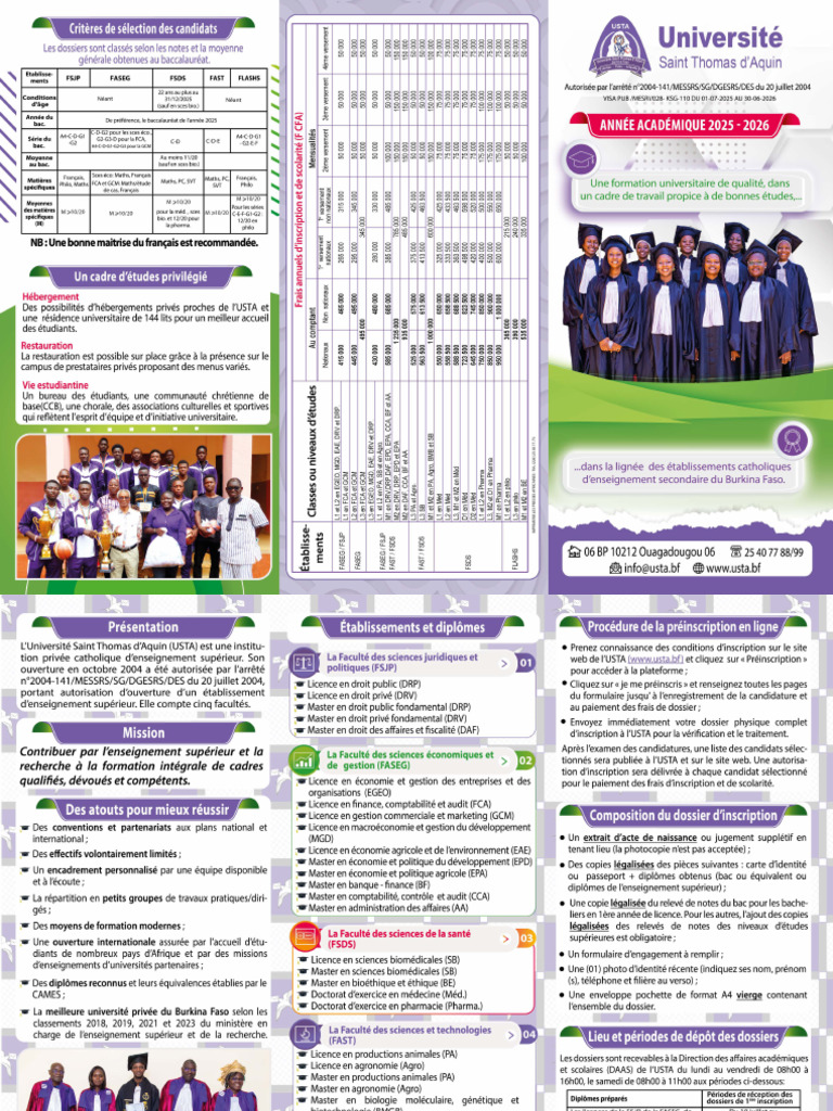 Dépliant Usta 2025 - 2026 | PDF