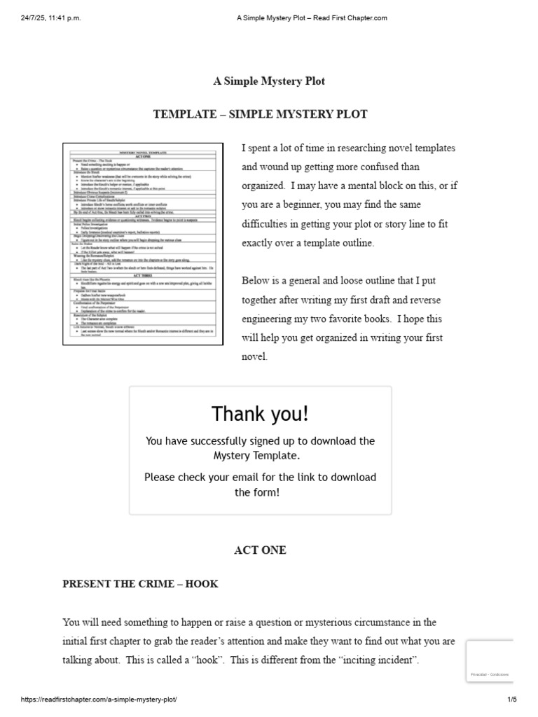 Simple Mystery Plot Template PDF | PDF | Plot (Narrative) | Detective