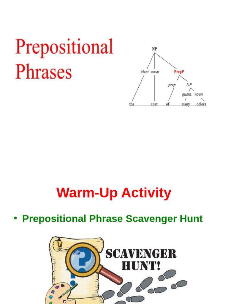 Prepositional Phrase Scavenger Hunt | PDF | English Grammar | Subject ...