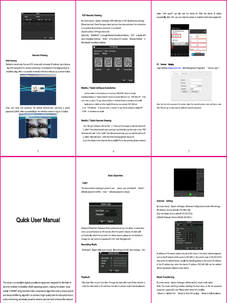 001498822-An-01-En-quick User Manual 4 Kanal Ahd Digital Re | PDF