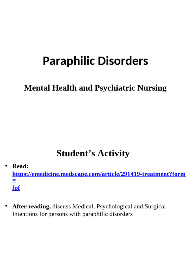 Paraphilic Disorders | PDF | Sexual Fetishism | Sadomasochism