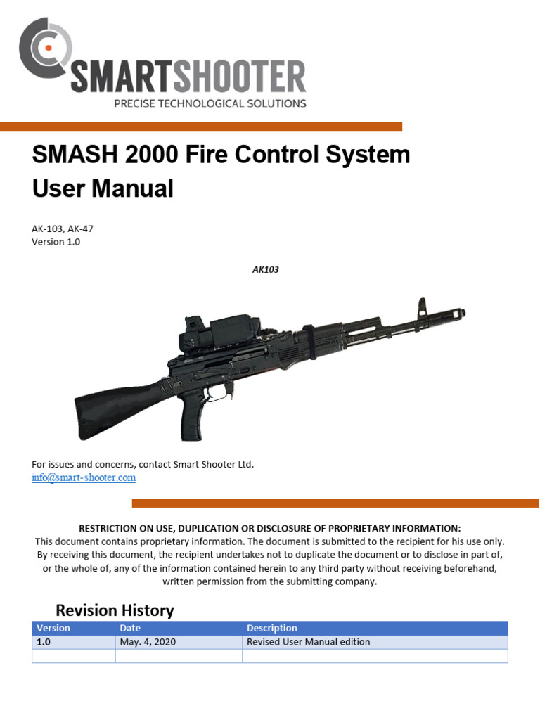 SMASH 2000 Fire Control System Manual | PDF | Trigger (Firearms) | Rifle