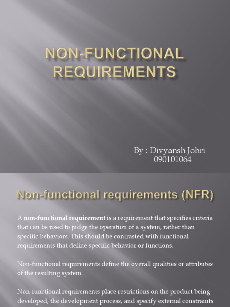 Non Functional Requirements | PDF | Usability | Reliability Engineering