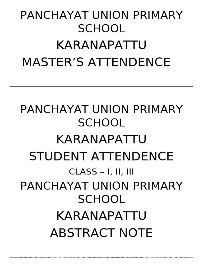 Panchayat Union Primary School | PDF
